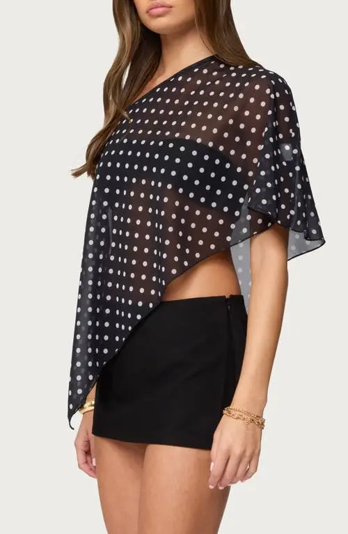 EDIKTED Polka Dot Chiffon Poncho