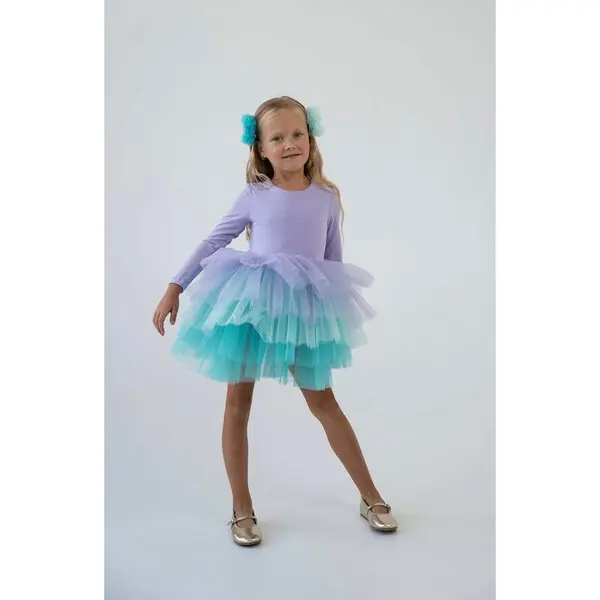 MINI CELEBRITIES Mermaid Long Sleeve Fluffy Tutu Dress - Lilac Mermaid