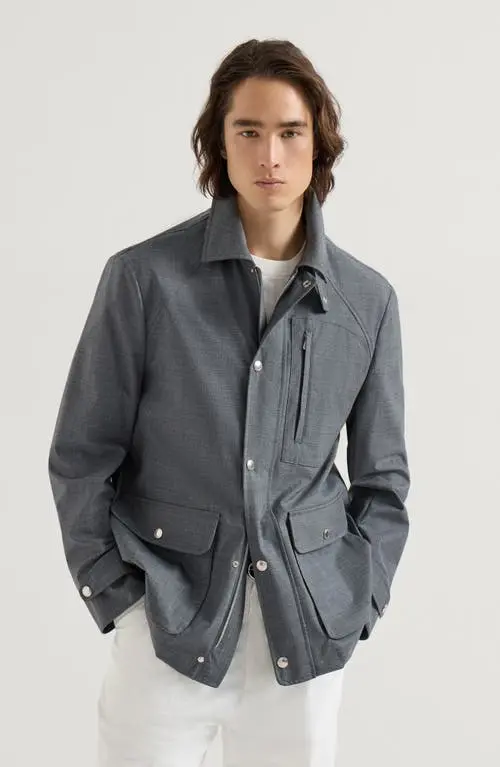 Brunello Cucinelli Bonded Fresco Field Jacket - Grey