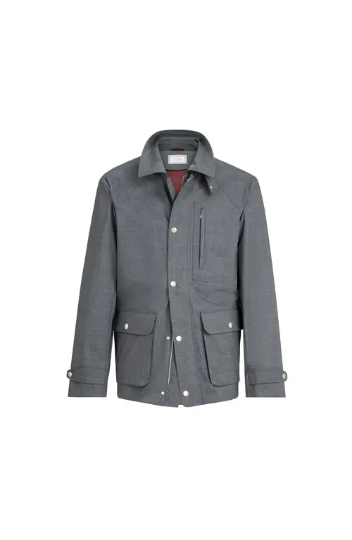 Brunello Cucinelli Bonded Fresco Field Jacket - Grey