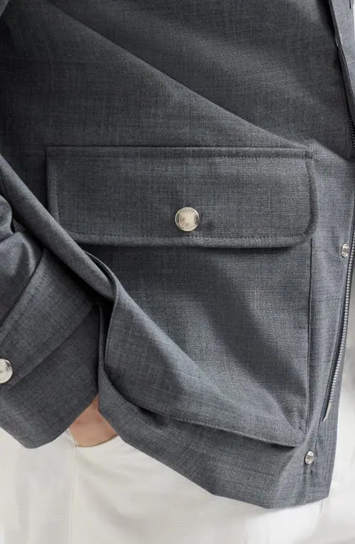 Brunello Cucinelli Bonded Fresco Field Jacket - Grey