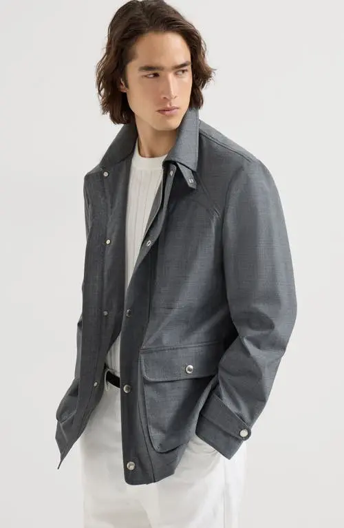 Brunello Cucinelli Bonded Fresco Field Jacket - Grey