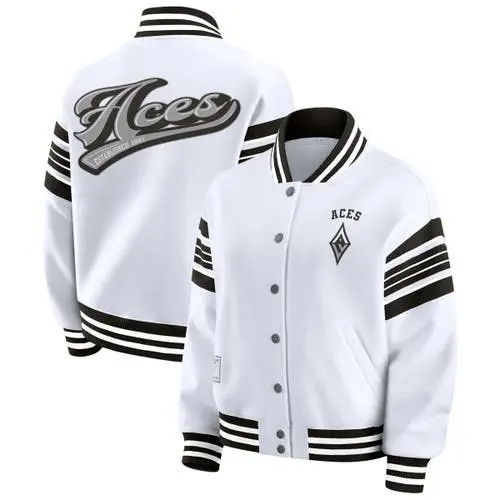 WEAR BY ERIN ANDREWS Fleece Las Vegas Aces Full-snap Sweatshirt Jacket - White