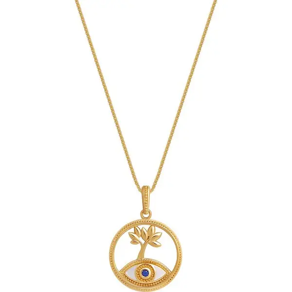 KARMA AND LUCK Eternal Balance Tree Of Life Sapphire Necklace - Gold