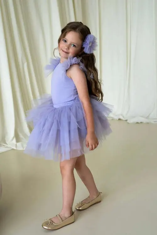MINI CELEBRITIES Layered Tutu Skirt With Built-in Shorts - Purple Bloom