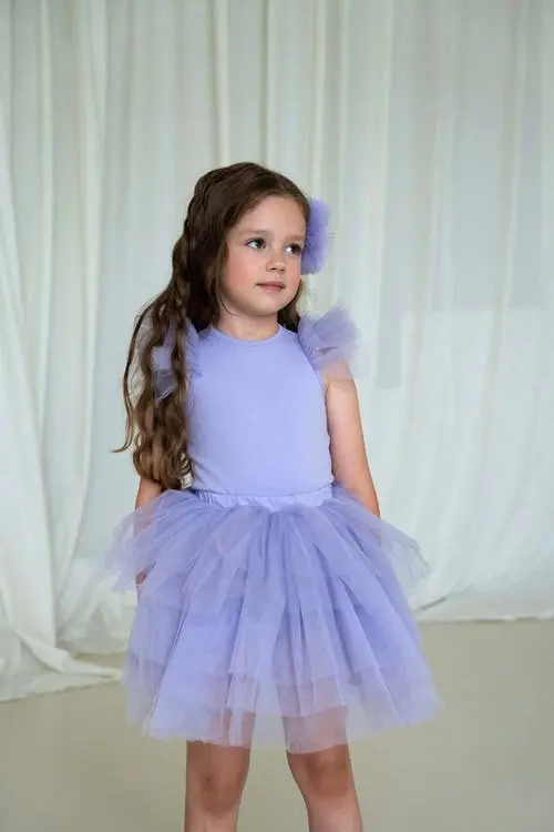 MINI CELEBRITIES Layered Tutu Skirt With Built-in Shorts - Purple Bloom