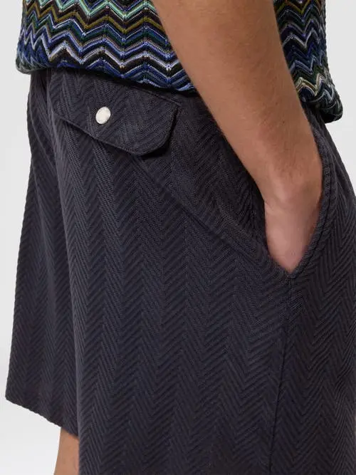 Missoni Bermuda Shorts With Zigzag Pattern - Navy