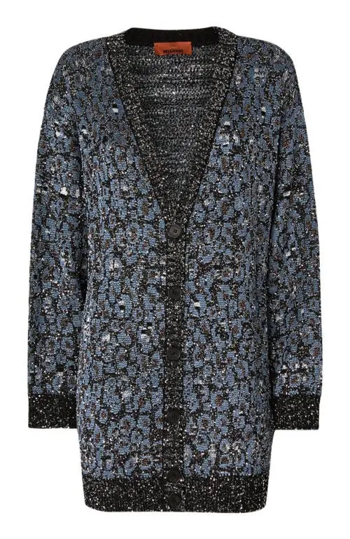 Missoni Oversized Jacquard Knit Cardigan With Animalier Pattern
