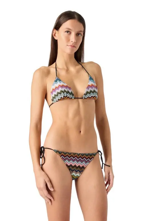 Missoni Triangle Bikini With Zigzag Pattern - Black & Multicoloured