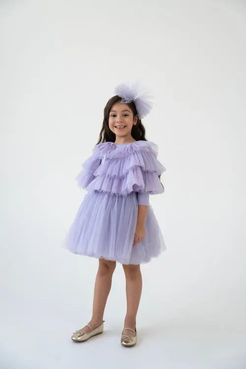 MINI CELEBRITIES Cloud Tulle Dress Set - Purple Bloom
