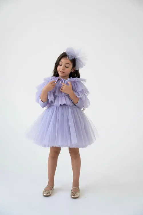 MINI CELEBRITIES Cloud Tulle Dress Set - Purple Bloom