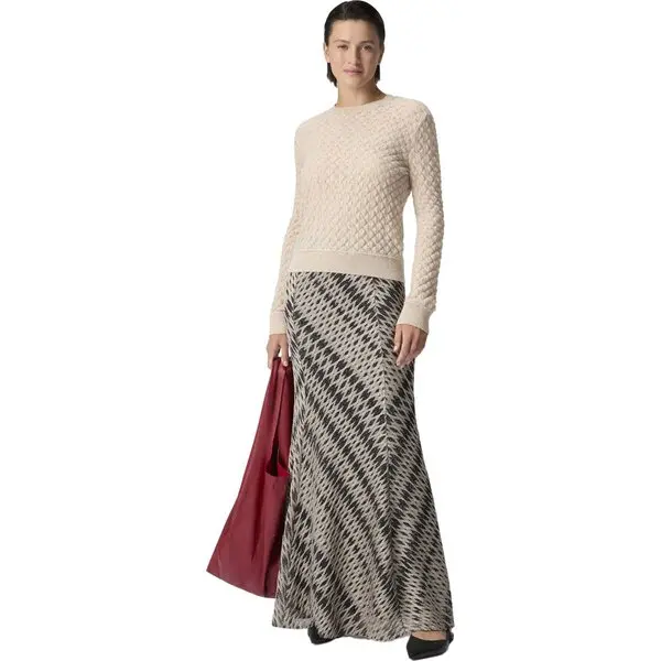 Missoni Crew Neck Cashmere Pullover With Lace Motif - Beige