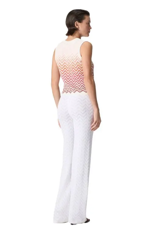 Missoni Straight-leg Stretch Chevron Trousers In Cotton And Viscose - White