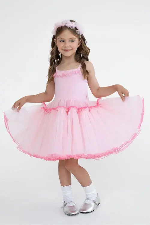 MINI CELEBRITIES Dolly Strappy Tulle Dress - Soft Pink