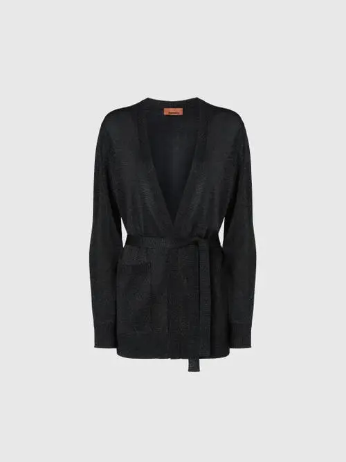 Missoni Lamé Fabric Belted Cardigan - Black