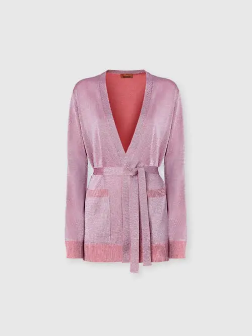 Missoni Viscose Lamé Cardigan With Belt - Lilac& Pink