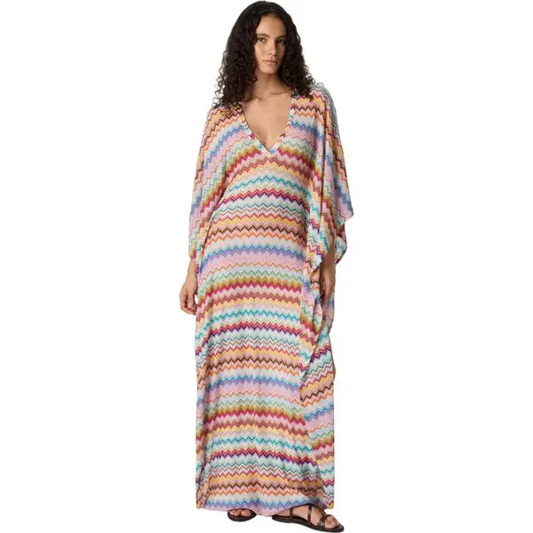 Missoni Long Caftan Cover-up With Micro Pixel-effect Zigzag Pattern - Multicoloured