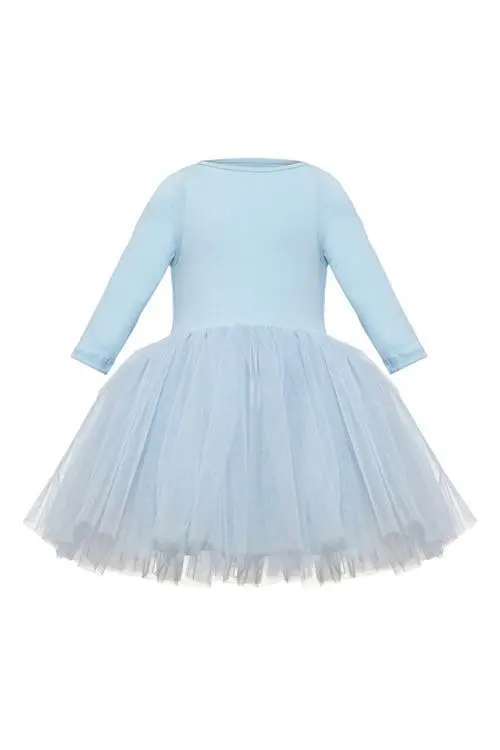 MINI CELEBRITIES Tulle Dress Set With Ruffled Cape - Cool Blue