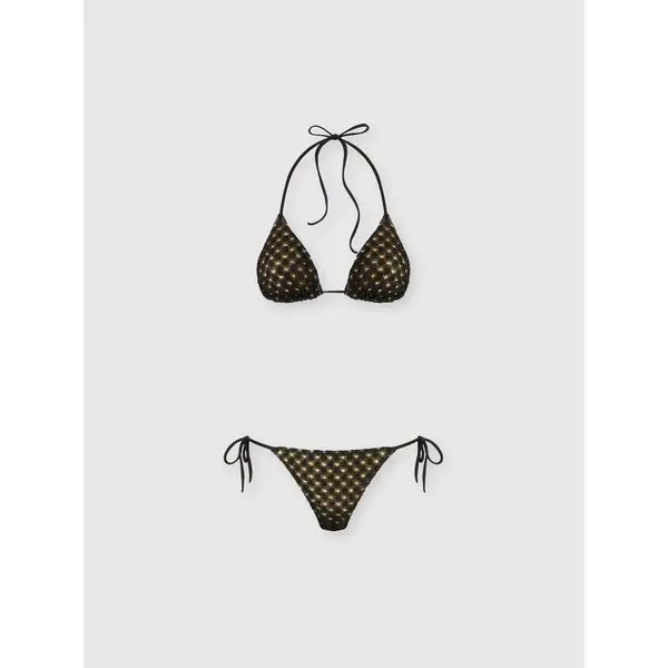 Missoni Triangle Bikini In Viscose Lamé With Raschel Knit - Black