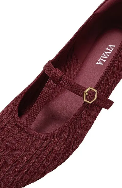 Vivaia T-bar Ballet Flats - Burgundy Metallic