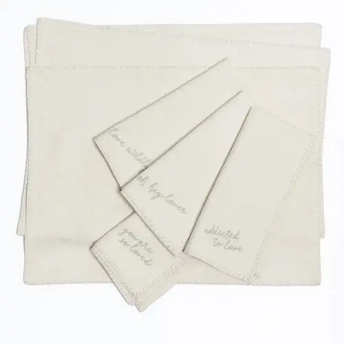 HOUSE OF REVELRY Love Notes Whipstitch Placemat Set Of Four