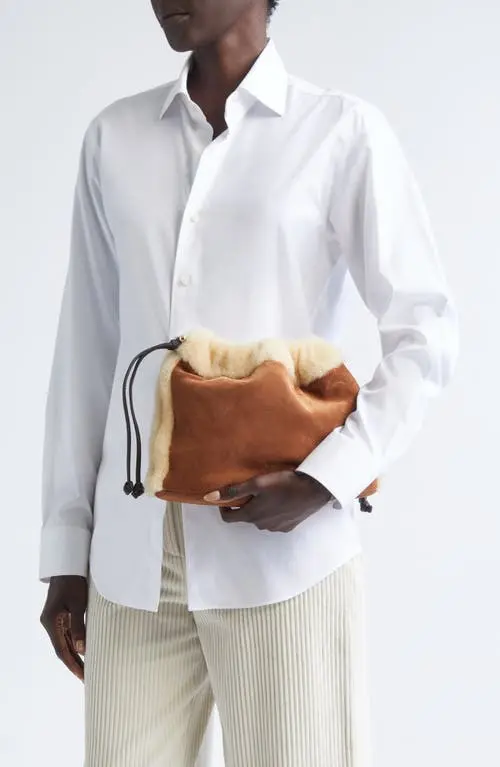 Strathberry Midi Suede & Genuine Shearling Handbag