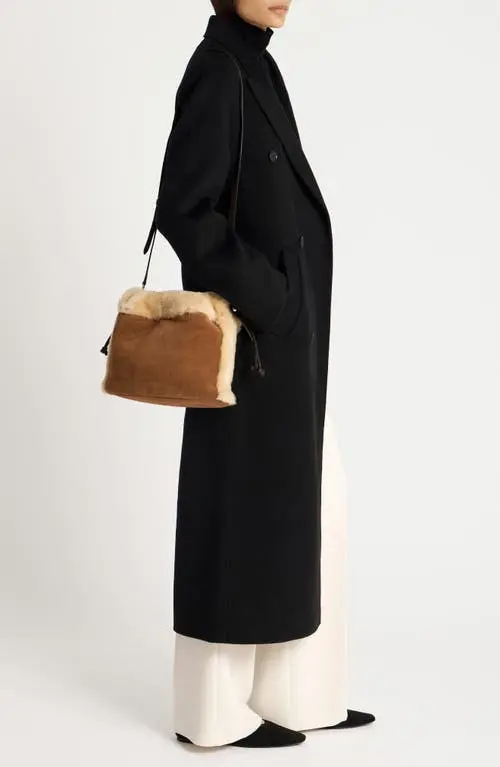 Strathberry Midi Suede & Genuine Shearling Handbag