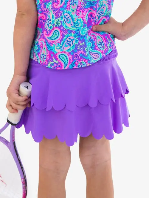 RUFFLEBUTTS Upf 50+ Active Tiered Flare Skort - Neon Purple