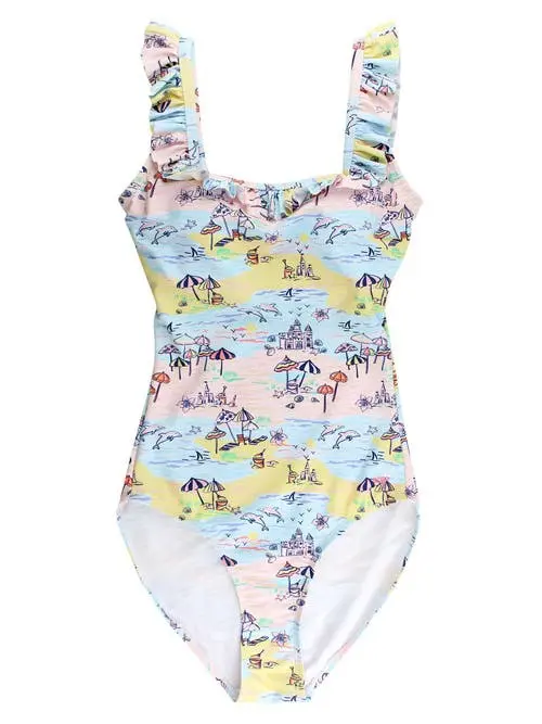 RUFFLEBUTTS Upf 50+ Ruffle One-piece Swimsuit - Beach Day