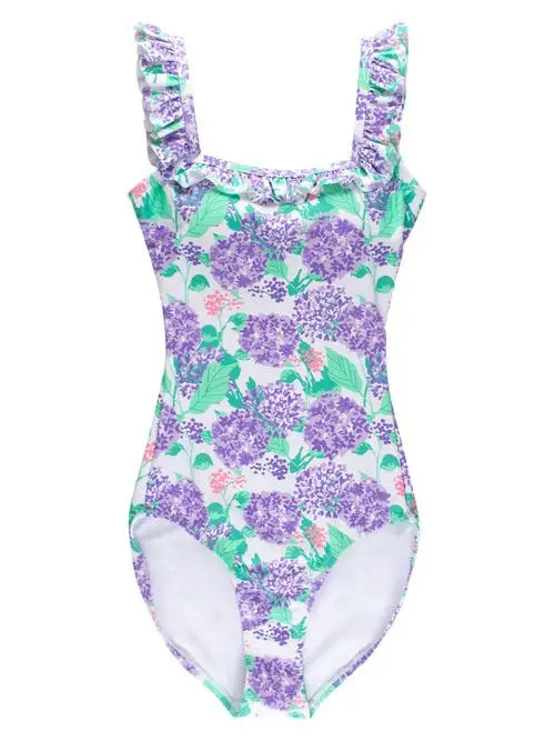 RUFFLEBUTTS Upf 50+ Ruffle One-piece Swimsuit - Purple Hydrangea Garden