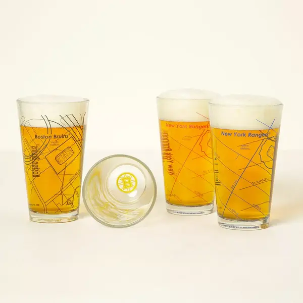 UNCOMMON GOODS Nhl Arena Map Pint Glassesset Of 2 - Boston Bruins