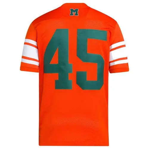 Adidas Miami Hurricanes #45 Football Icon Premier Jersey - Orange