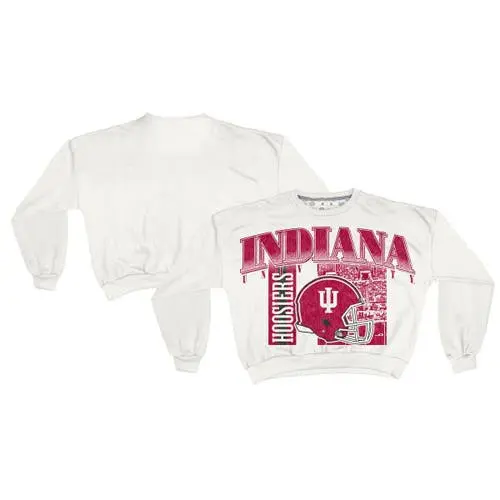 PRESSBOX Indiana Hoosiers Oversized Retro Sweatshirt - White