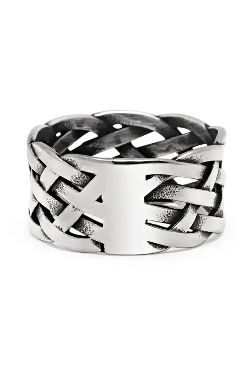 NIALAYA Woven Chain Stainless Steel Ring - Silver