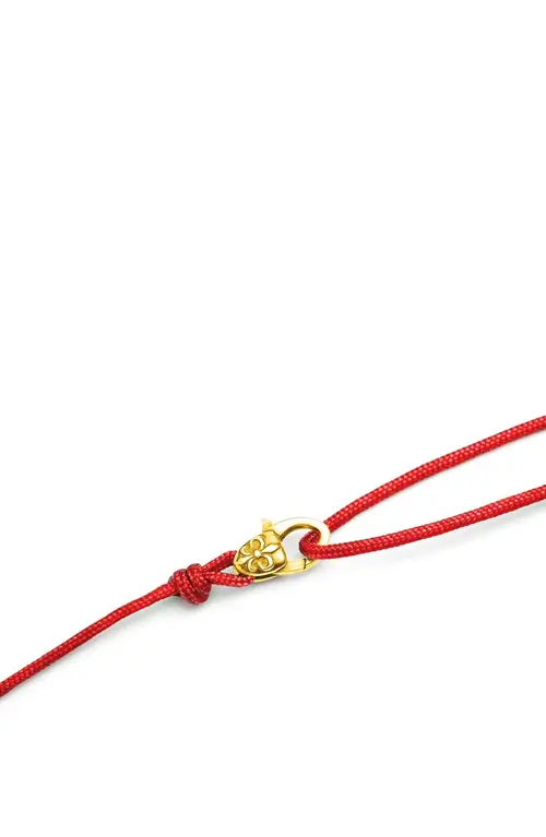 NIALAYA Fleur De Lis Lock String Bracelet - Red/gold Plated