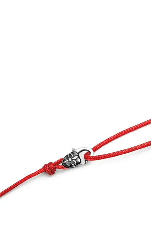 NIALAYA Fleur De Lis Lock String Bracelet - Red/silver