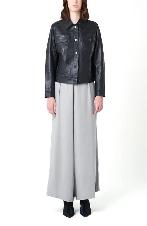 VELEZ Kalaha Leather Trucker Jacket - Black