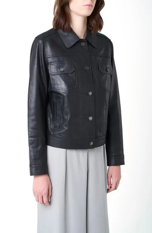 VELEZ Kalaha Leather Trucker Jacket - Black