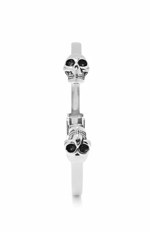 NIALAYA JEWELRY Sculpted Skull Stainless Steel Bangle
