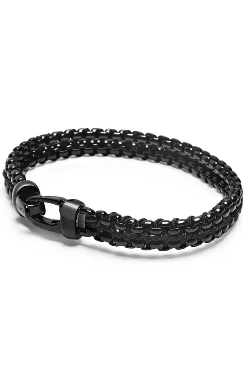 NIALAYA Woven Box Chain Bracelet - Total Black