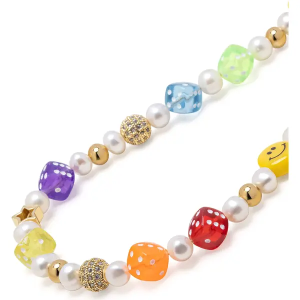 NIALAYA JEWELRY Dice And Pearl Necklace - Multi-color