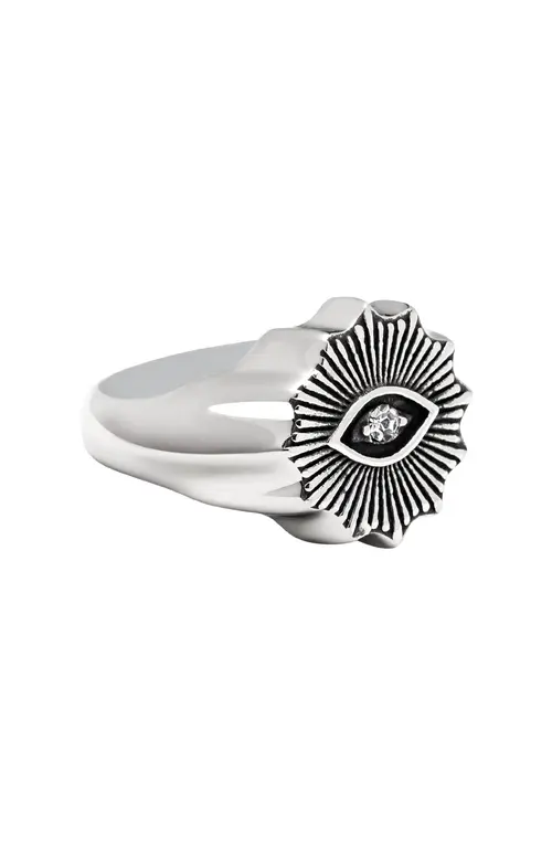 NIALAYA JEWELRY Evil Eye Stainless Steel Ring - Silver