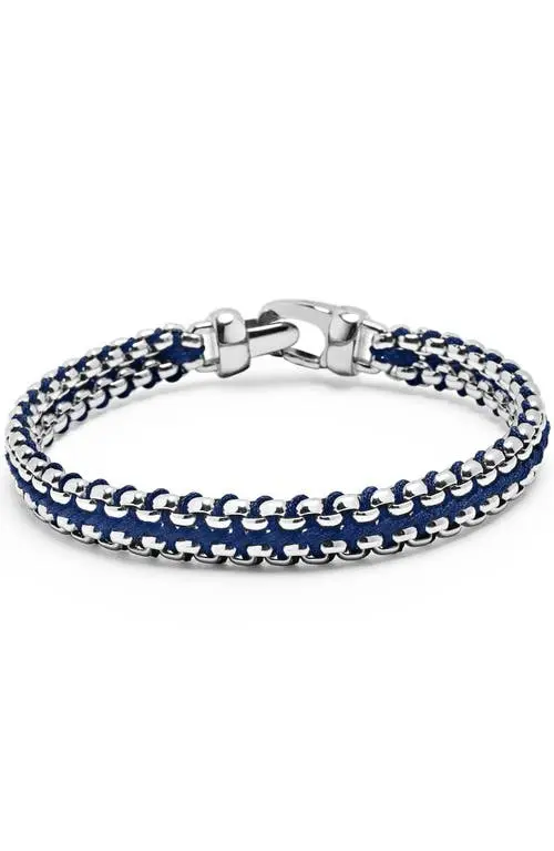 NIALAYA JEWELRY Woven Box Chain Bracelet - Navy