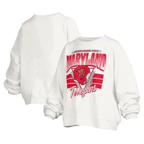 PRESSBOX Maryland Terrapins Janice Retro Logo Oversized Pullover Sweatshirt