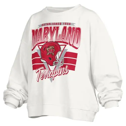 PRESSBOX Maryland Terrapins Janice Retro Logo Oversized Pullover Sweatshirt