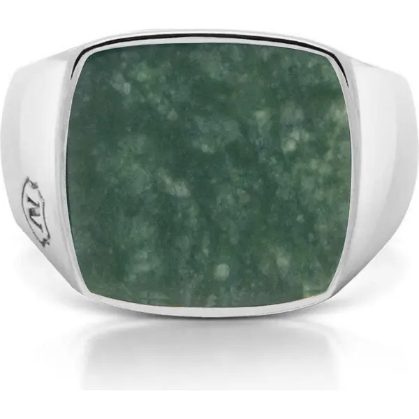 NIALAYA Silver Finish Signet Ring - Silver/african Turquoise