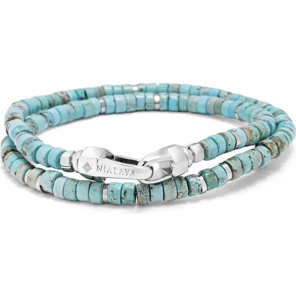 NIALAYA Heishi Wrap Bracelet - Turquoise