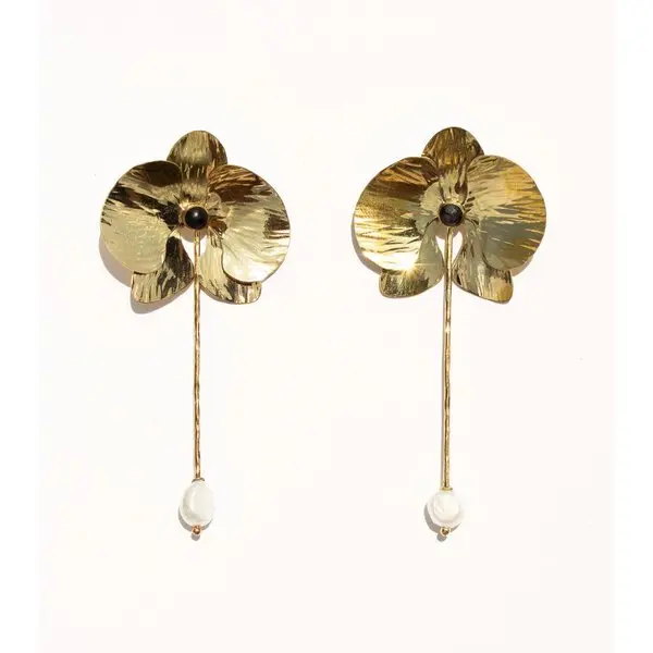 WE ARE NBO Deviendra Orchid Drop Earrings - Gold
