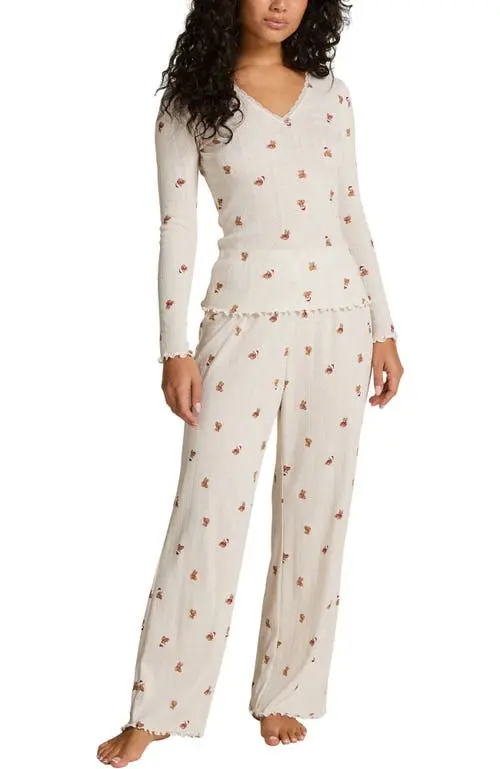 Hunkemoller Pointelle Pyjama Set - White Teddy Bear