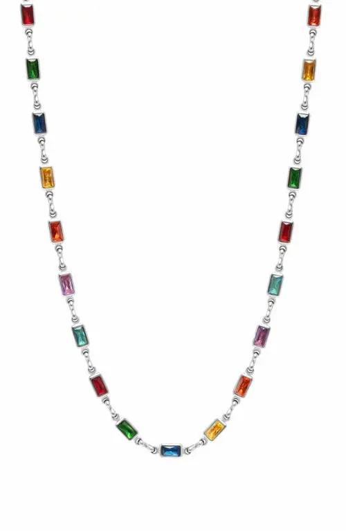 NIALAYA JEWELRY Rectangle Tennis Necklace - Silver/multi-color